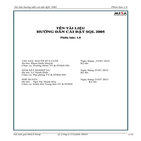 Huong dan cai dat sql 2005 | PDF