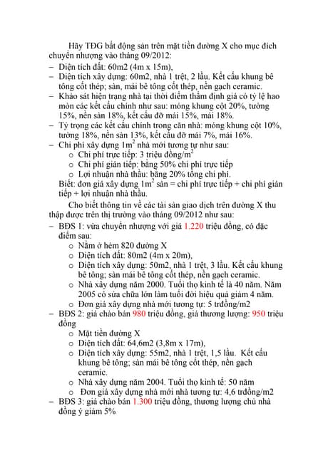 Định giá tài sản: hệ thống câu hỏi và bài tập | PDF