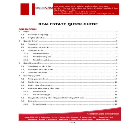 Hướng dẫn sử dụng phần mềm SugarCRM-Realestate | PDF