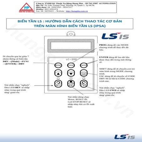 Biến tần LS iP5A - Hướng dẫn thao tác trên bàn phím biến tần iP5A | PDF