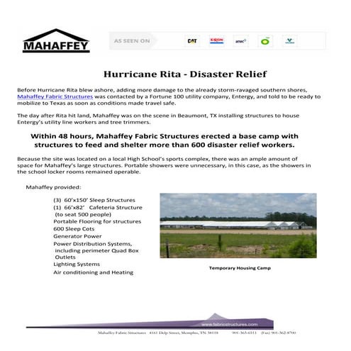 Hurricane Relief Shelters Case Study - Beaumont, TX | PDF