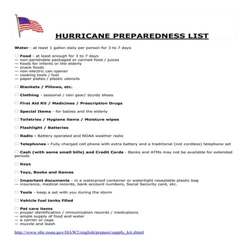 Hurrican preparedness list | PDF