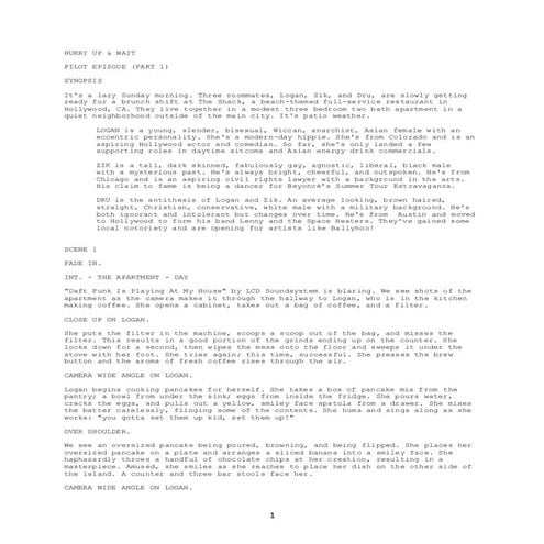 Hurry Up & Wait Pilot Script | PDF