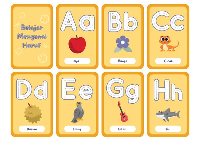 Huruf Abjad ( Kartu ).pdf pengenalan huruf untuk anak TK-PAUD | PDF