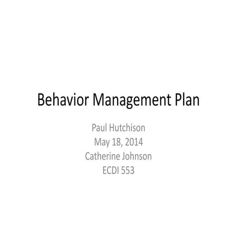 Behavior Management Plan | PDF