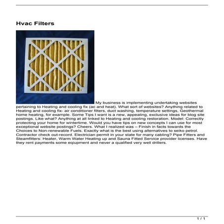 Hvac Filters | PDF