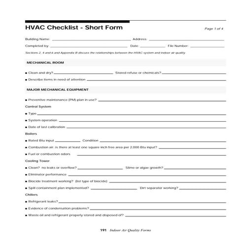 Hvac checklist short version | PDF
