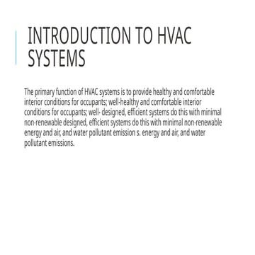 Basic hvac systems and its working principle | PPTX