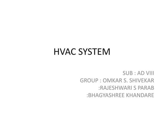 HVAC System (Heating, Ventilation and Air Conditioning) | PPT