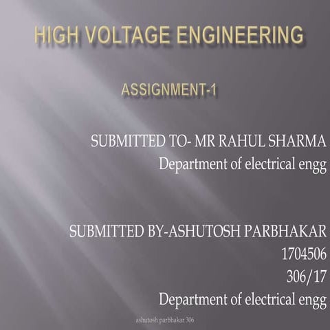 HIGH VOLTAGE ENGINEERING | PPTX