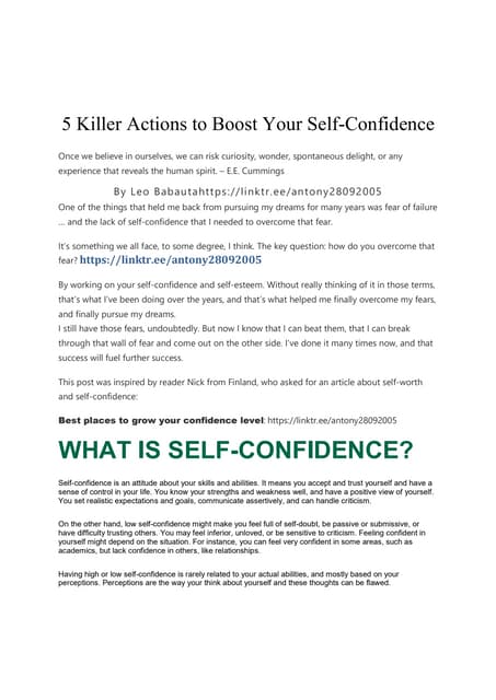 How to boost self confidence | PDF