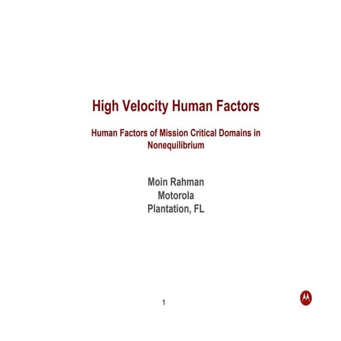 High Velocity Human Factors | PDF