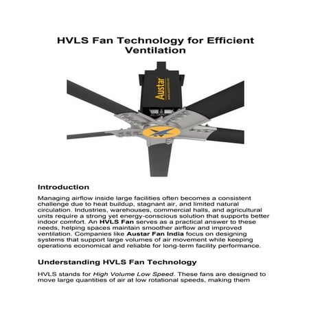 5 Blade HVLS Fan Manufacturer in India for Cooling Needs | PDF