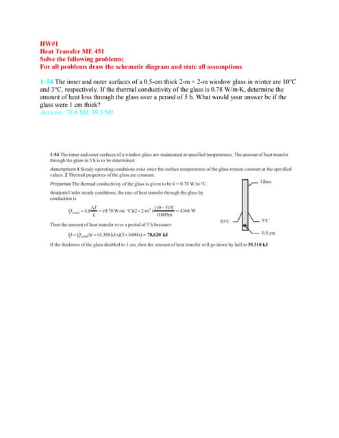 Heat and Mass Transfer Assignment | PDF