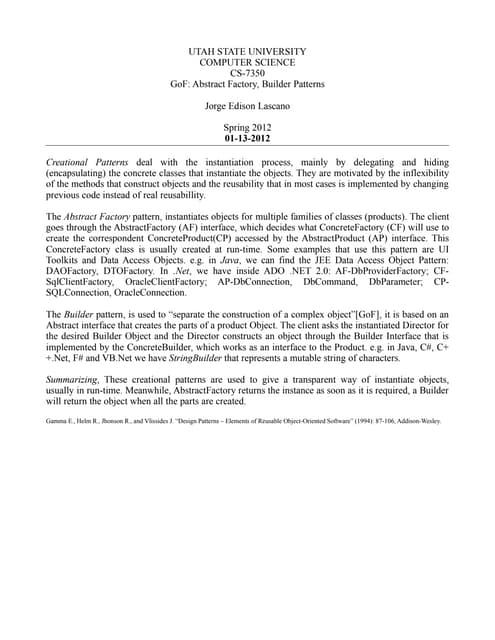 GoF Patterns: Prototype, Singleton, Adapter, Bridge | DOC