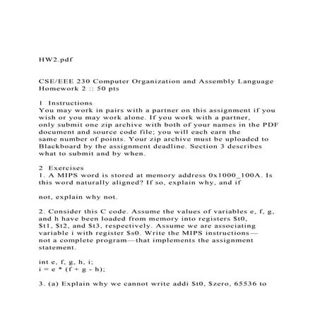HW2.pdfCSEEEE 230 Computer Organization and Assembly La.docx