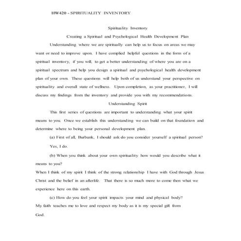 Personal wellness inventory and reflection | PPTX