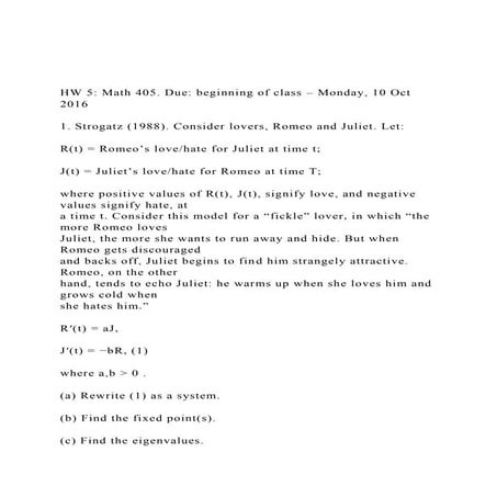 HW 5 Math 405. Due beginning of class – Monday, 10 Oct 2016.docx