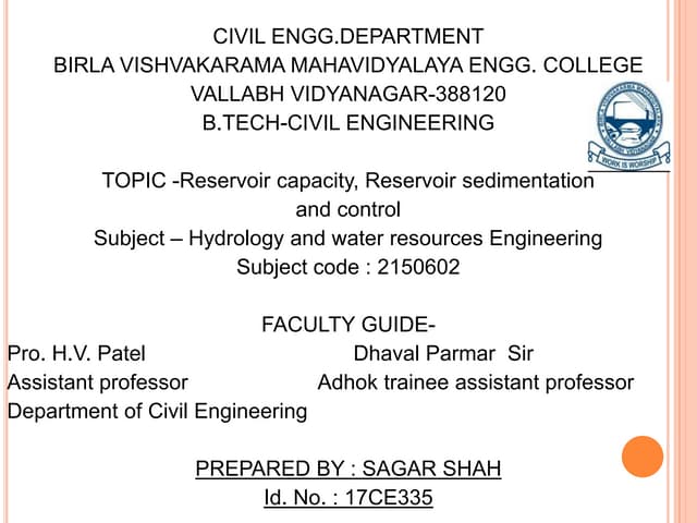 Determination of reservoir storage capacity | PDF