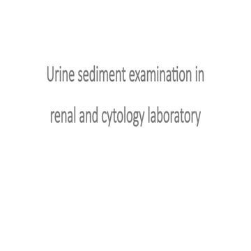 URINE Sediment Analysis in Clinical Pathology | PPTX