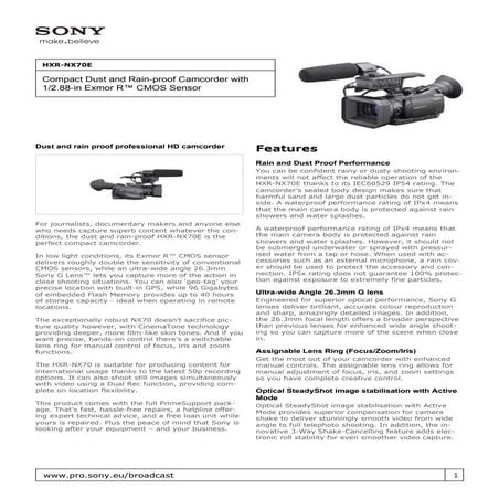 Sony HXR-NX70E | PDF