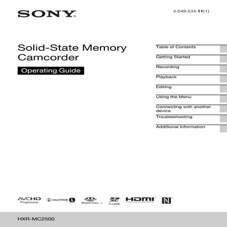 sony hxr mc2500 user manual pdf | PDF