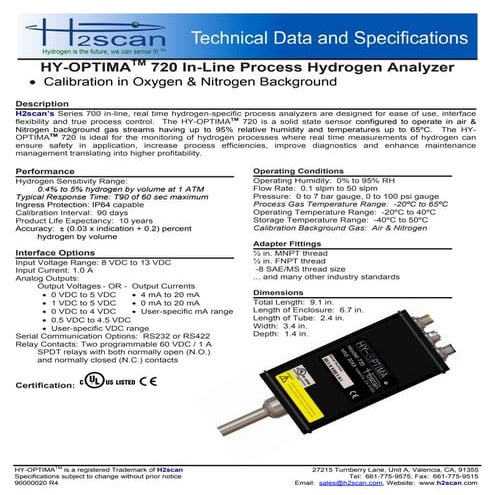 Hy optima-720-technical-data-sheet solid state sensor | PDF