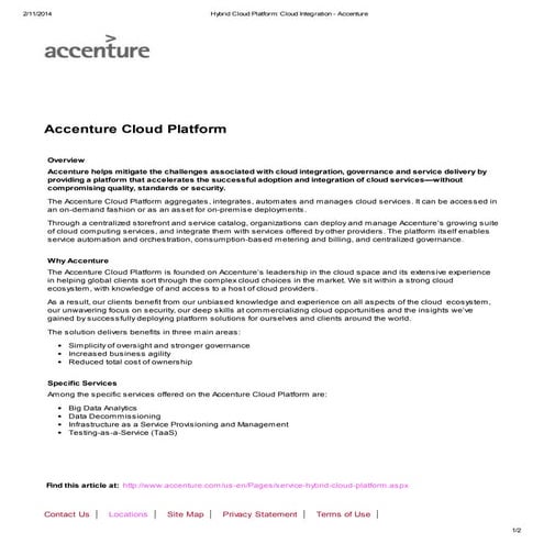 Hybrid cloud platform cloud integration accenture | PDF