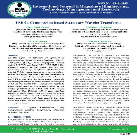 Hybrid Compression Based Stationary Wavelet Transforms Pdf