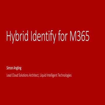 Hybrid Identity for M365 | PPTX