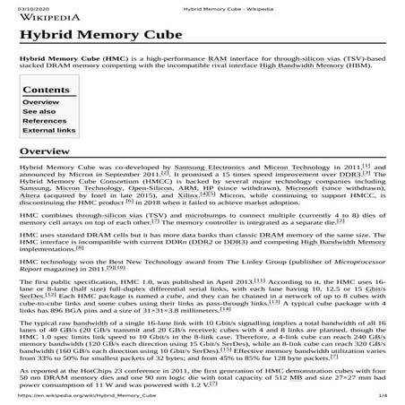 Hybrid Memory Cube : Notes | PDF