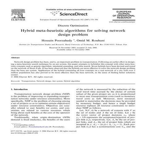 Hybrid Meta Heuristic Algorithms For Solving Network Design Problem Pdf 