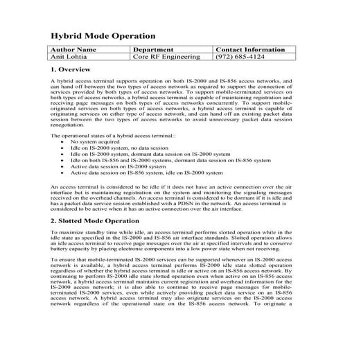 Hybrid mode operation | DOC | Operating Systems | Computer Software and ...
