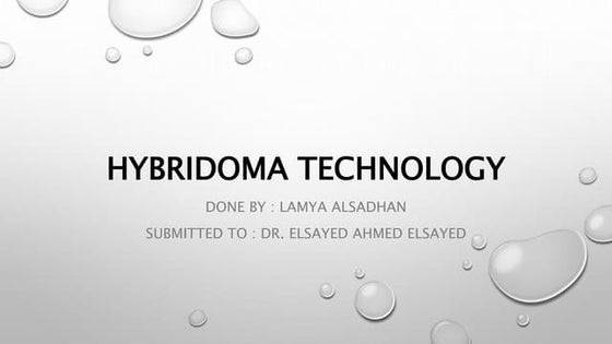 Hybridoma Technology ( Production , Purification , and Application ) | PPT