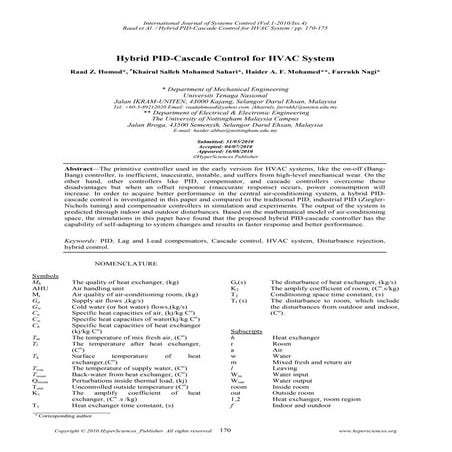Hybrid pid cascade control for hvac system | PDF