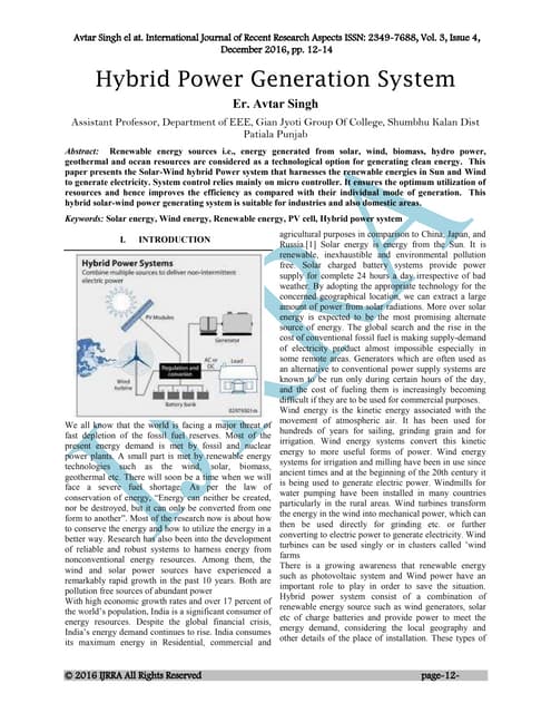 Hybrid Power Generation System – A Review | PDF | Gas and Electric | Home Utilities
