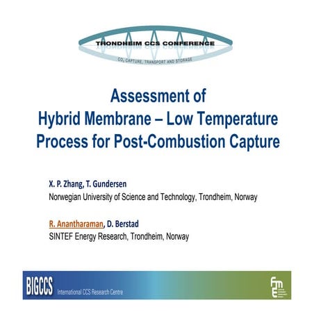 Hybrid membrane - low temperature process for post combustion capture | PDF
