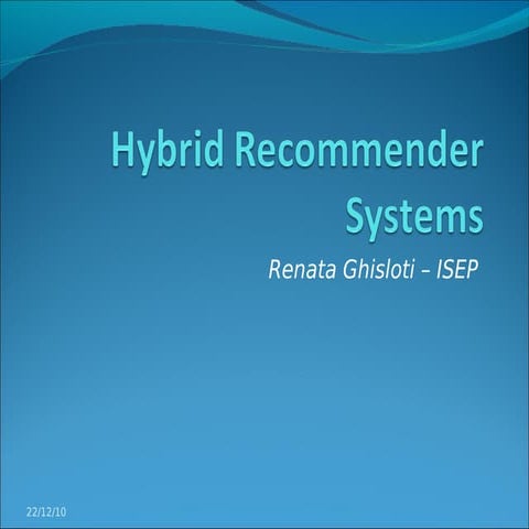 Hybrid Recommender Systems Pdf Computer Software And Applications Computing