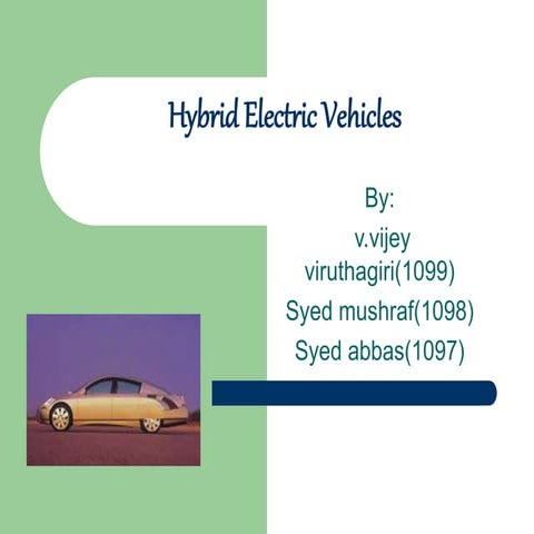 Hybrid Electric Vehicle Powertrain | PPTX