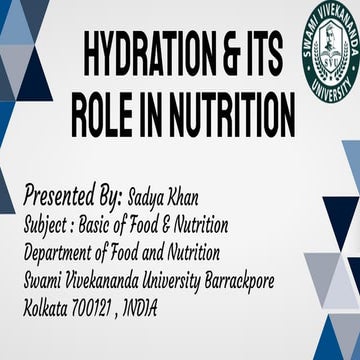 HYDRATIONA Nutritional Support System (NSS) refers to medical and ...