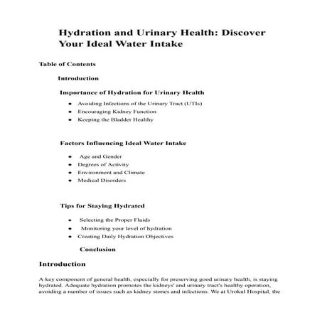 Hydration and Urinary Health: Discover Your Ideal Water Intake | PDF
