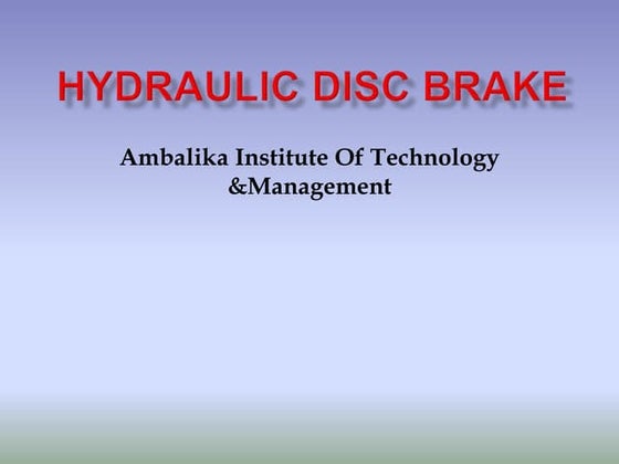 Braking system ppt | PPT
