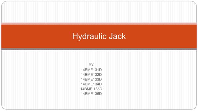 Project ppt on hydraulic jack | PPTX
