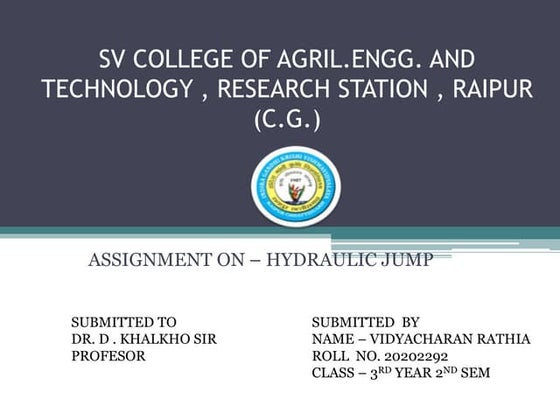 Chapter 8:Hydraulic Jump and its characterstics | PPTX