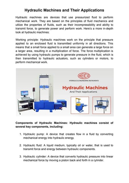 Types of Hydraulic Cylinders and Their Uses | PDF