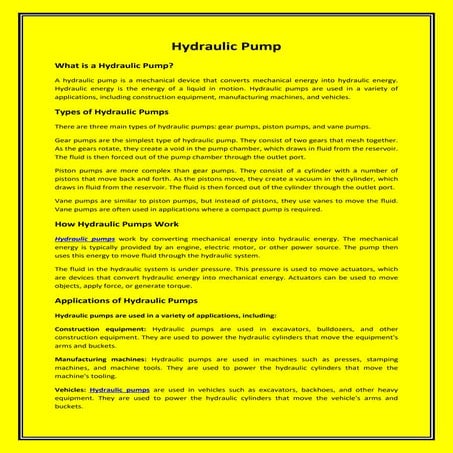 Hydraulic pumps | PDF