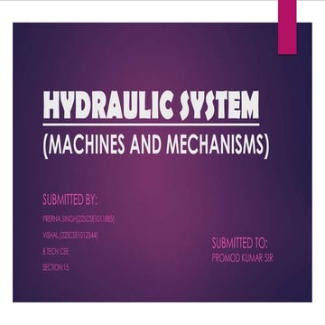HYDRAULIC SYSTEM.pdf for machines and mechanics | PDF
