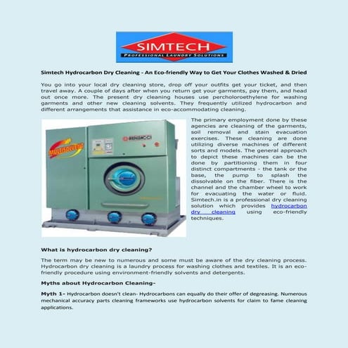 Hydrocarbon dry cleaning | PDF