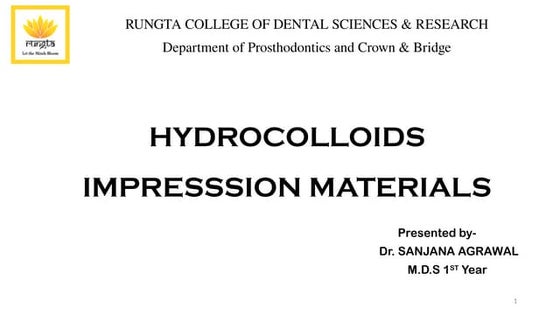 hydrocolloids impression dental material | PPT