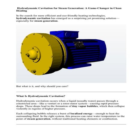 Hydrodynamic Cavitation for Steam Generation-A Game-Changer in Clean ...